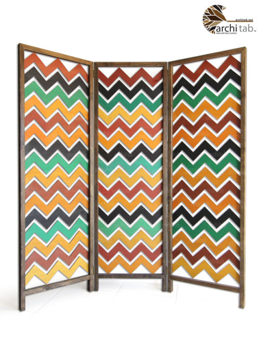 Wooden Seperator / Colorful Retro Zigzag Pattern / Architab.Net